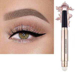 may foltran sand shimmer #02 cream eyeshadow pencil, nude pink sparkle, hypoallergenic waterproof long lasting eye shadow stick, multi-dimensional high pigment eye highlighter pen