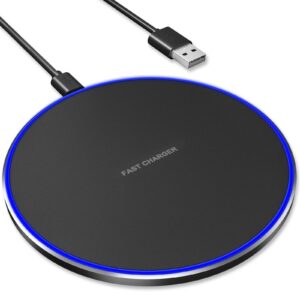 fast wireless charger, 10w max wireless charging pad for iphone 15/15 plus/15 pro/15 pro max/14/13/12/se/11/x/xr/8, samsung galaxy, airpods/airpods pro, huawei mate 20 pro/mate 30/p50 (no ac adapter)