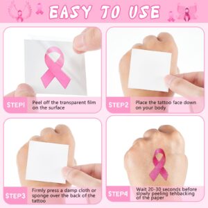 288 Pieces Pink Ribbon Temporary Tattoos Breast Cancer Awareness Tattoo Breast Cancer Stickers Breast Cancer Temporary Tattoos Pink out Tattoos Pink Ribbon Face Decorations for Party