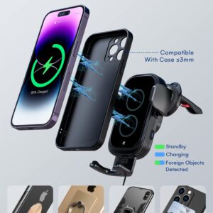 Wireless Car Charger, ZEEHOO DUOXX Dual Coils 15W Fast Charging Auto-Clamping Car Mount, Dash& Vent Wireless Car Phone Charger Holder for iPhone 15 14 13 12, Samsung Z Flip 4 3, S23+, etc