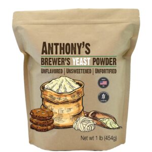 Anthony's Brewer's Yeast, 1 lb, Made in USA, Gluten Free, For Lactation Support, Unflavored, Unsweetened