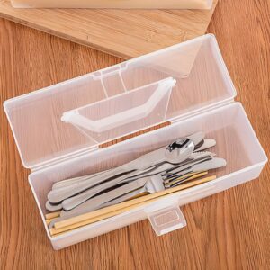 wonliq portable flatware organizer with lid, plastic cutlery silverware cutlery countertop storage containers, kitchen utensil storage box