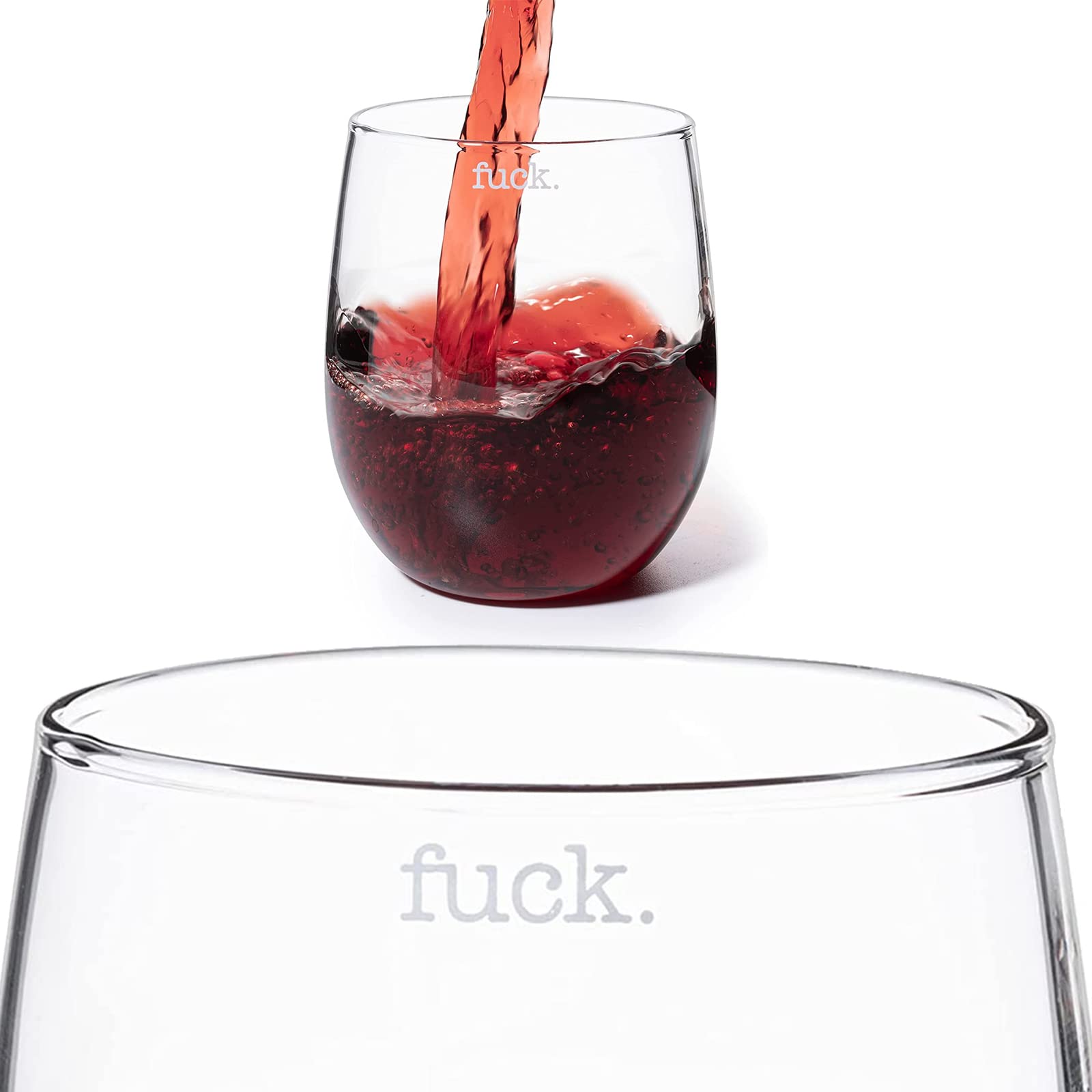 F*CK Wine Glass Single Set, Large 11 oz Glasses, Fuck Fucking Glass Unique Italian Style Tall Stemless for White & Red Wine, Water, Novelty Tumbler, Gifts, Comedy Beautiful Glassware (Stemless)