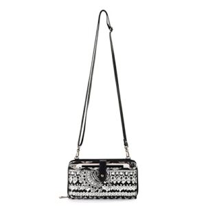 Sakroots Womens Canvas, Large Smartphone Crossbody Bag in Coated Canvas Convertible Purse with Detachable Wristlet Strap I, Charcoal Flower Power, One Size US