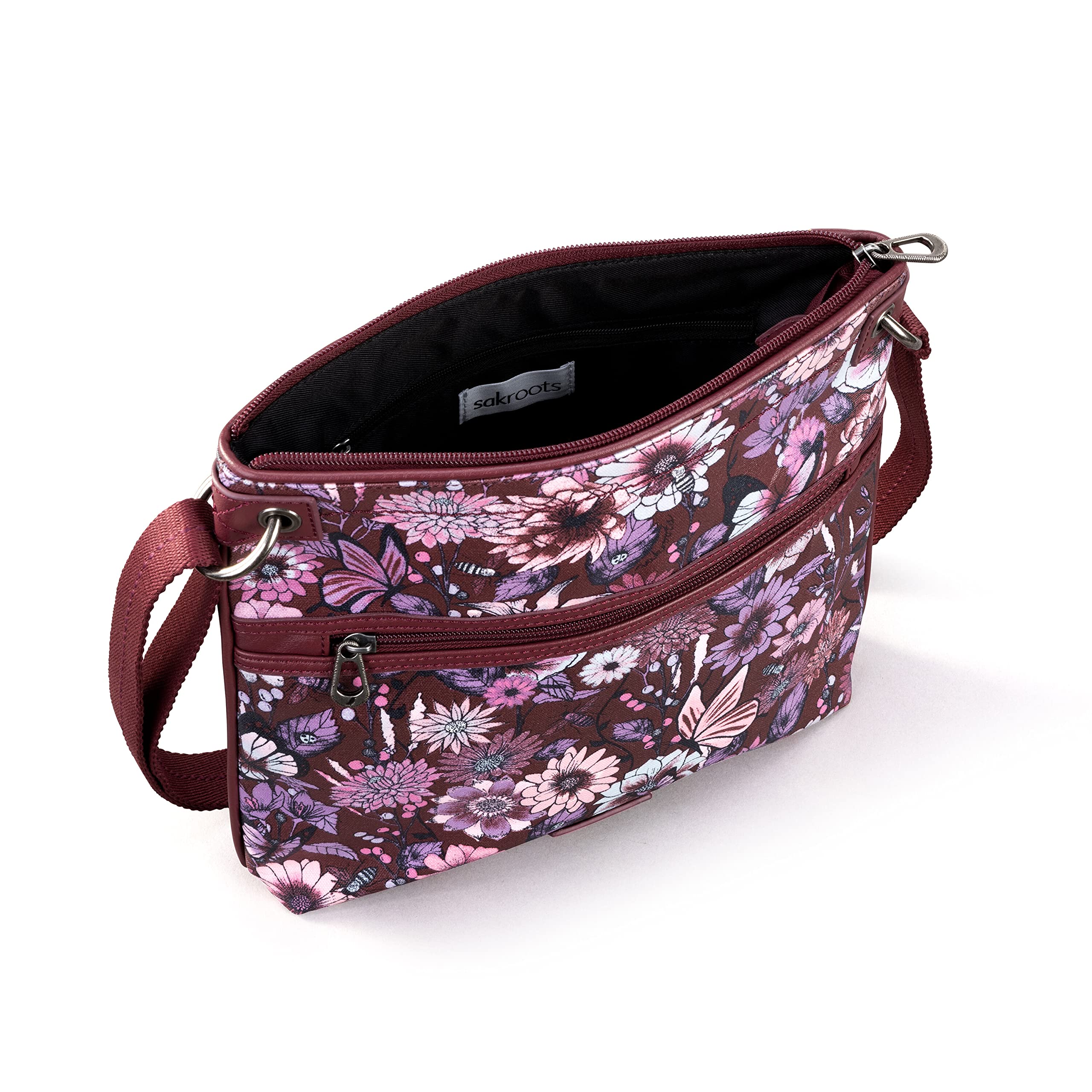 Sakroots Flat Cross Body, Cabernet in Bloom