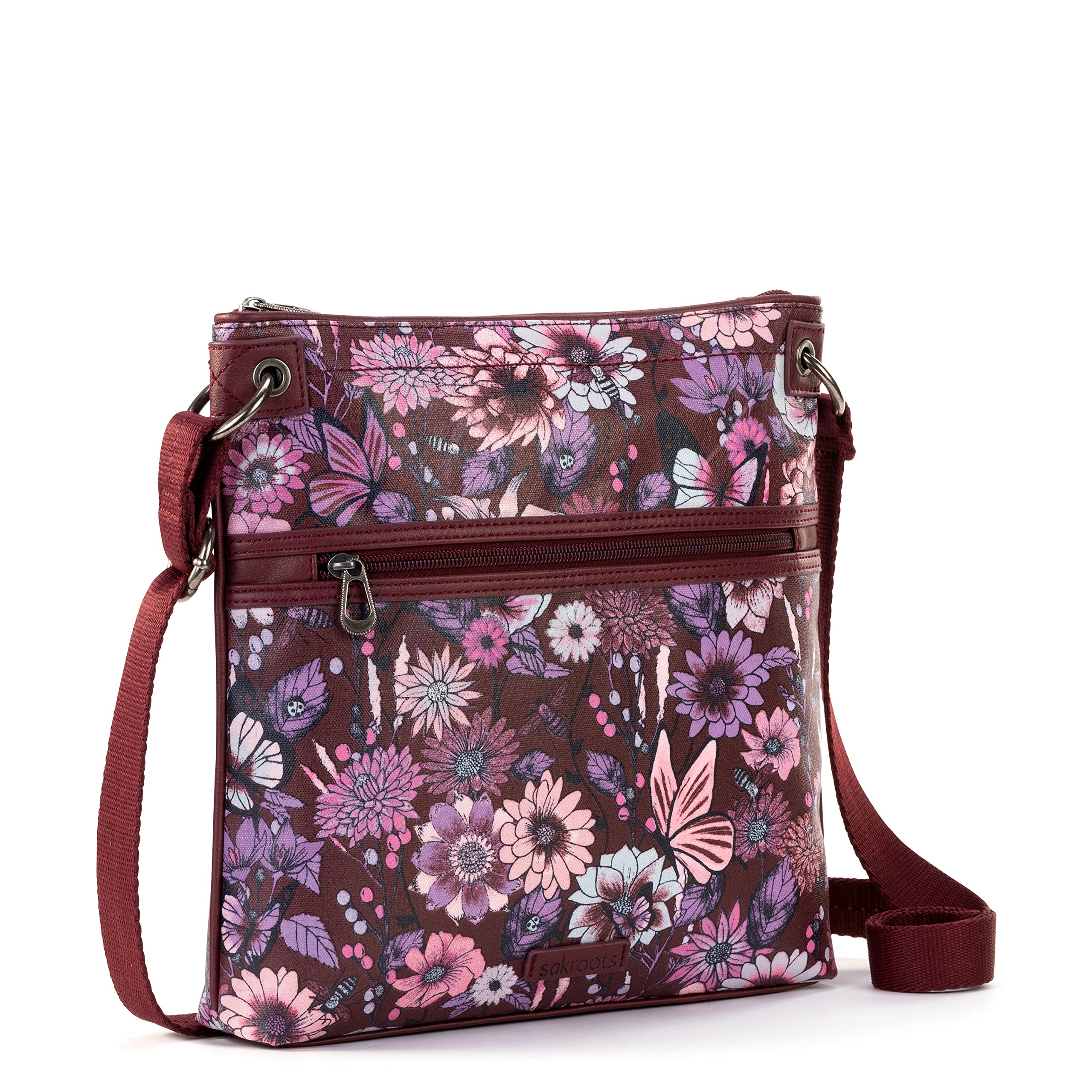 Sakroots Flat Cross Body, Cabernet in Bloom