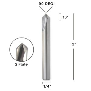 ROUTYBITS - 90 Degree - V Bit Engraver - 1/4 Inch Diameter Shank, Solid Carbide, Engraving, CNC Router Bits