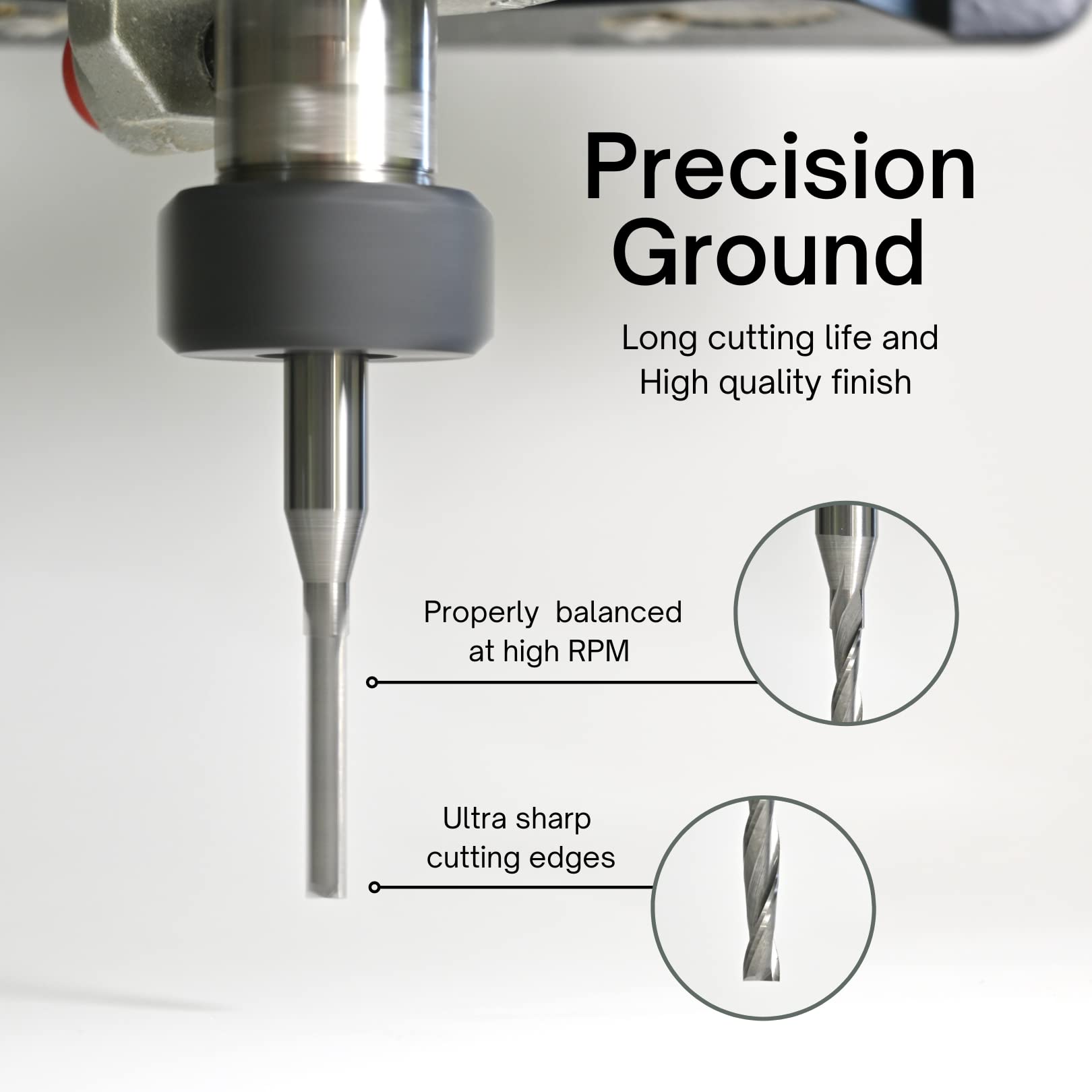 ROUTYBITS - 1/8 Diameter, Up Cut Bit, 1/4 in Dia Shank, 3/4 inch Cut Length, Solid Carbide, Spiral Endmill, CNC Router Bits