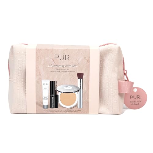 PÜR Beauty Multitasking Essentials Best Sellers Kit, Everyday Look Deluxe Kit, Condition & Moisturize Skin, Cruelty Free, Blush Medium