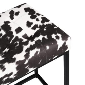 GIA 24-Inch Counter Height Square Backless Metal Stool with Holstein Cow Print Upholstery, Black, Qty of 2