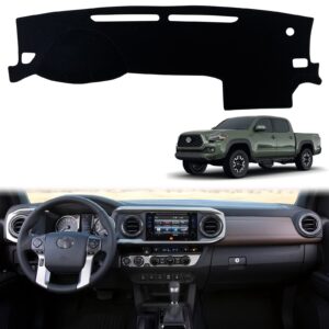 nuboxes dashboard dash board cover mat pad carpet non-slip custom compatible with toyota tacoma 2016 2017 2018 2019 2020 2021 protector sunshield (black trim)