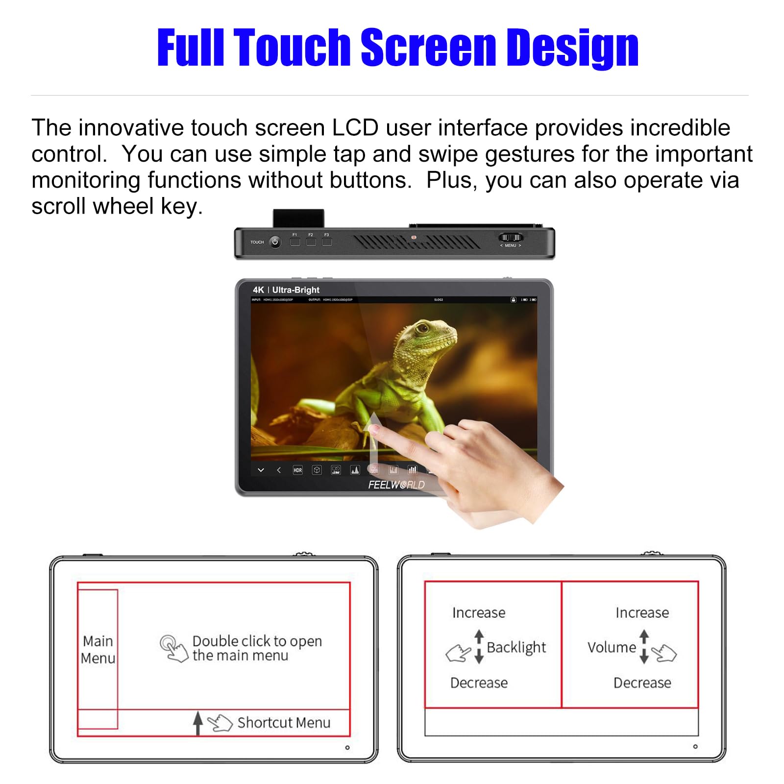 FEELWORLD LUT11 10.1 Inch Video Monitor,Ultra High Bright 2000nit Touch Screen DSLR Camera Field Monitor,4K HDMI,1920X1200 IPS Panel