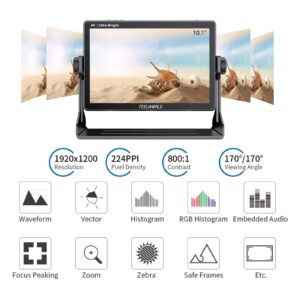 FEELWORLD LUT11 10.1 Inch Video Monitor,Ultra High Bright 2000nit Touch Screen DSLR Camera Field Monitor,4K HDMI,1920X1200 IPS Panel