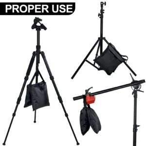 Hoteam 12 Sets Sandbag Outdoor Curtain Weighted Bags Sets with Spring Clamps, Hooks for Light Brackets, Heavy Photography Light Stand Tripod for Fixed Brackets Sports Outdoor Photo Video