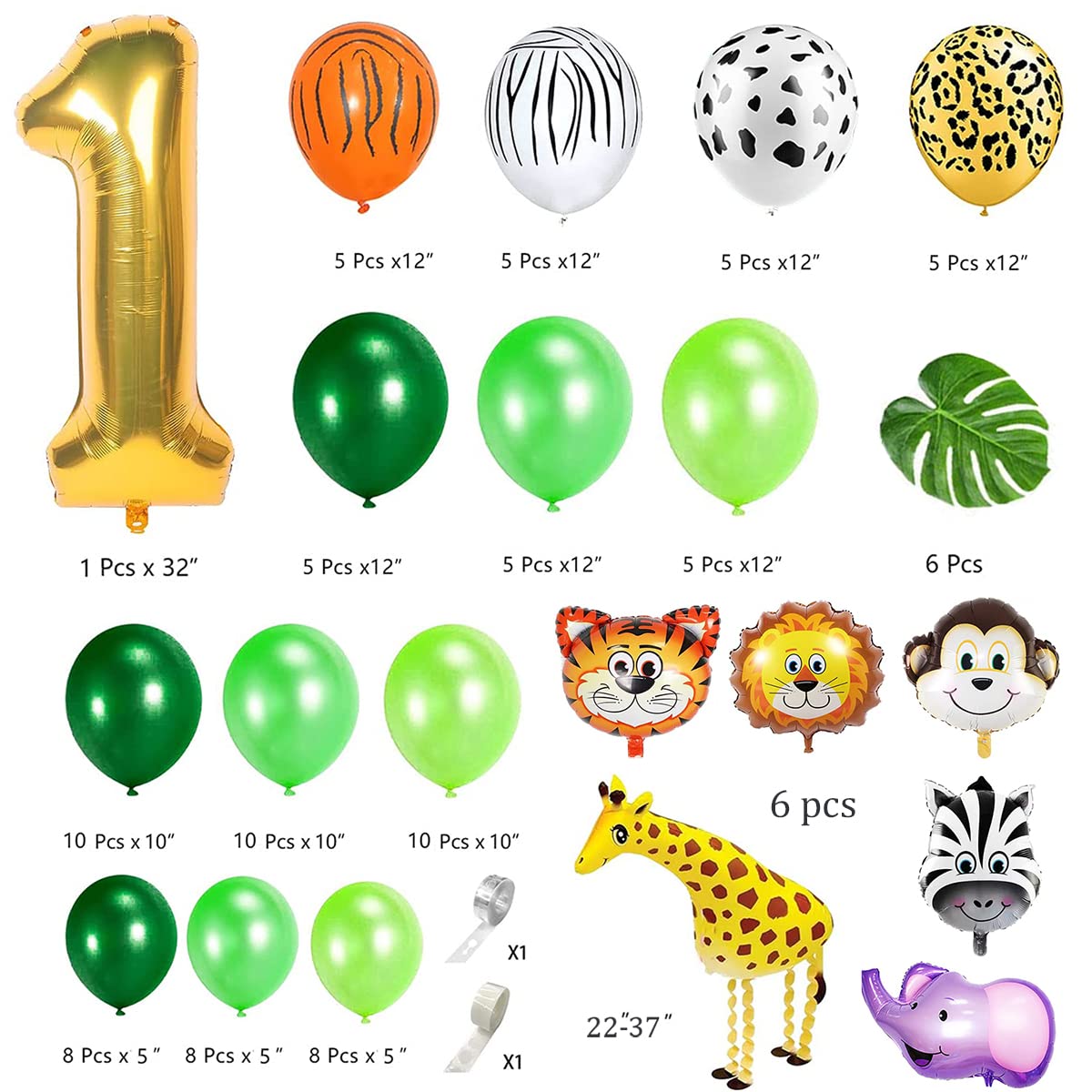 Tsoifu Safari 1st Birthday Decorations for Boy Wild One Backdorp Happy Birthday Banner Jungle Themed Tablecloth Balloon Garland Kit