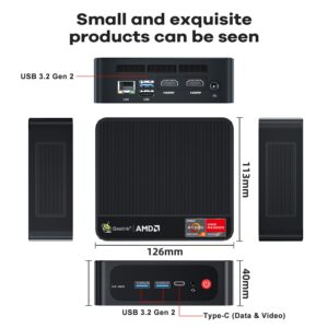 Beelink SER5 AMD Mini PC, Ryzen 5 5560U (Up to 4.0 GHz) 6 Cores Mini Computer, 16GB RAM +500GB SSD Micro Desktop, Small PC 4K Triple Displays, WiFi 6+BT5.2, USB3.2 Gen 2, for Home, Office