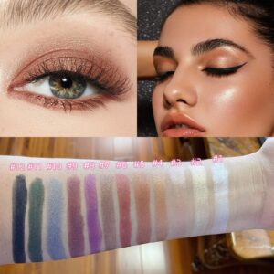 Enfuntins 3 Pcs Eyeshadow Stick Makeup Cosmetics Eye Brightener Stick Waterproof Eyeshadow Crayon Pencil with Soft Smudger, Glitter Shimmer Eye Shadow Pen Sets for Eye Makeup (#1#2#3)