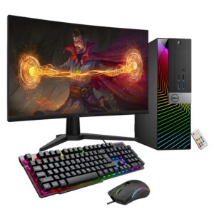 dell rgb gaming pc with 27 inch gaming monitor optiplex desktop computer intel i7-6700 quad core processor 3.40 ghz nvidia geforce gt 1030 2gb 16gb ram 512gb ssd win 10 pro wifi hdmi (renewed)