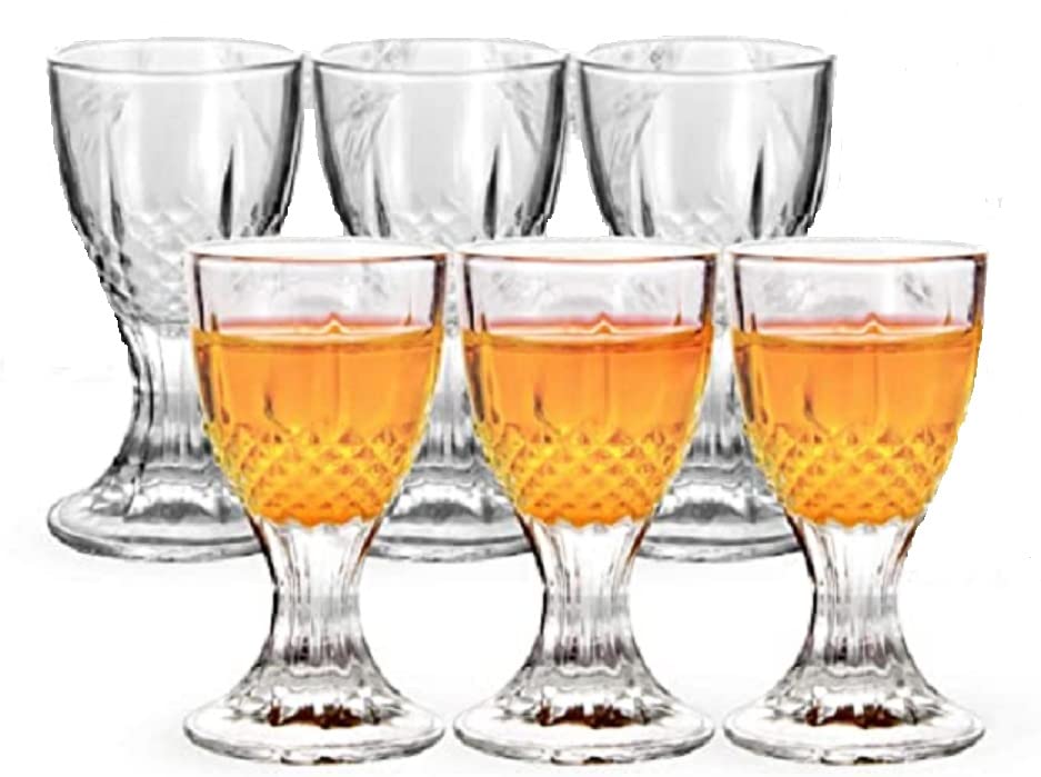 RYUHYF Mini goblets,Shot Glasses,set of 6, small glasses, white wine glasses, tequila glasses, crystal glasses (Mini goblets (0.5 oz))