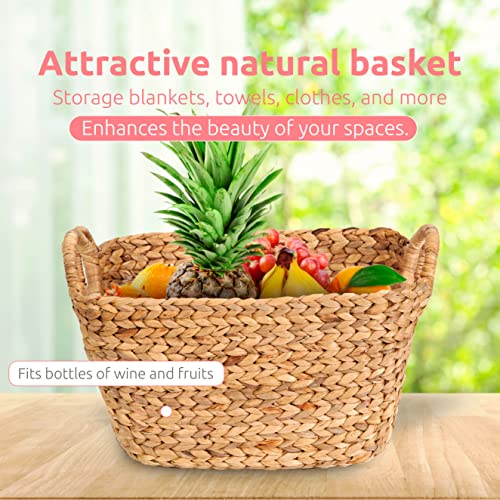 Compactor Caracas Water Hyacinth Storage Baskets, Handmade Large Wicker Basket For Laundry Bed Linen Towels, Wicker Baskets for Storage, Living Room Blanket Storage, Brown Basket - 18 x 11 x 11 inch