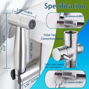 Bidet Sprayer for Toilet, Handheld Sprayer Kit with Adjustable Jet Spray for Toilet Bidet Cloth Diaper Sprayer Set Feminine Hygiene Cleaning Premium Stainless Steel Muslim Shower Toilet Sprayer