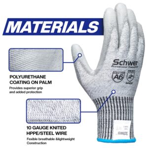 Schwer 3 Pairs AIR-SOFT Cut Resistant Gloves AR7120 ANSI A6 Cut Proof Work Gloves, Touchscreen, for Men and Women Used for Woodworking, Glass Cutting, Construction, Cargo Handling, Car Repair（L）