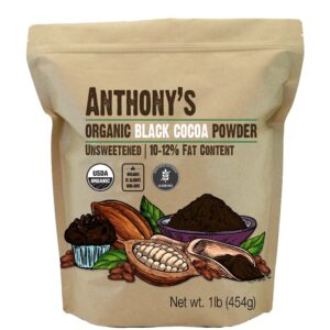 Anthony's Organic Black Cocoa Powder, 1 lb, Unsweetened, Dutch Processed, Gluten Free, Non GMO