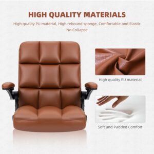 SEATZONE Home Office Chair Ergonomic Desk Executive Chair Computer Task Chair, Rolling Swivel Chair with Arms,Brown