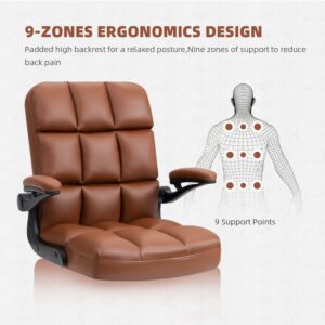 SEATZONE Home Office Chair Ergonomic Desk Executive Chair Computer Task Chair, Rolling Swivel Chair with Arms,Brown