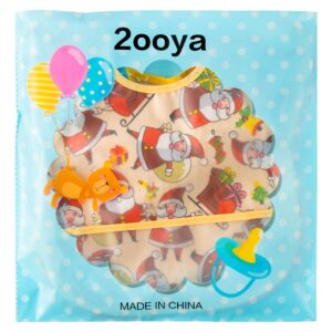 2ooya 4pcs Christmas Baby Feeding Bibs Toddler Waterproof Bib Set with Crumb Catcher Pocket Infant Adjustable Teething Food Bib Baby Keepsake Gift for Christmas,6-12 Months