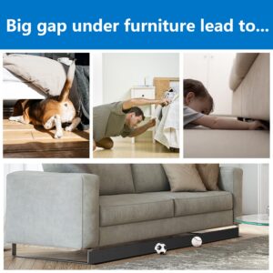 Couch Blocker, Toy Blocker Under Sofa, Bed Blocker 1 Roll, 118 inch Adjustable Self-Adhesive Gap Bumper, Avoid Things Sliding Under Furniture for Pets&Toys&Kids (Black).