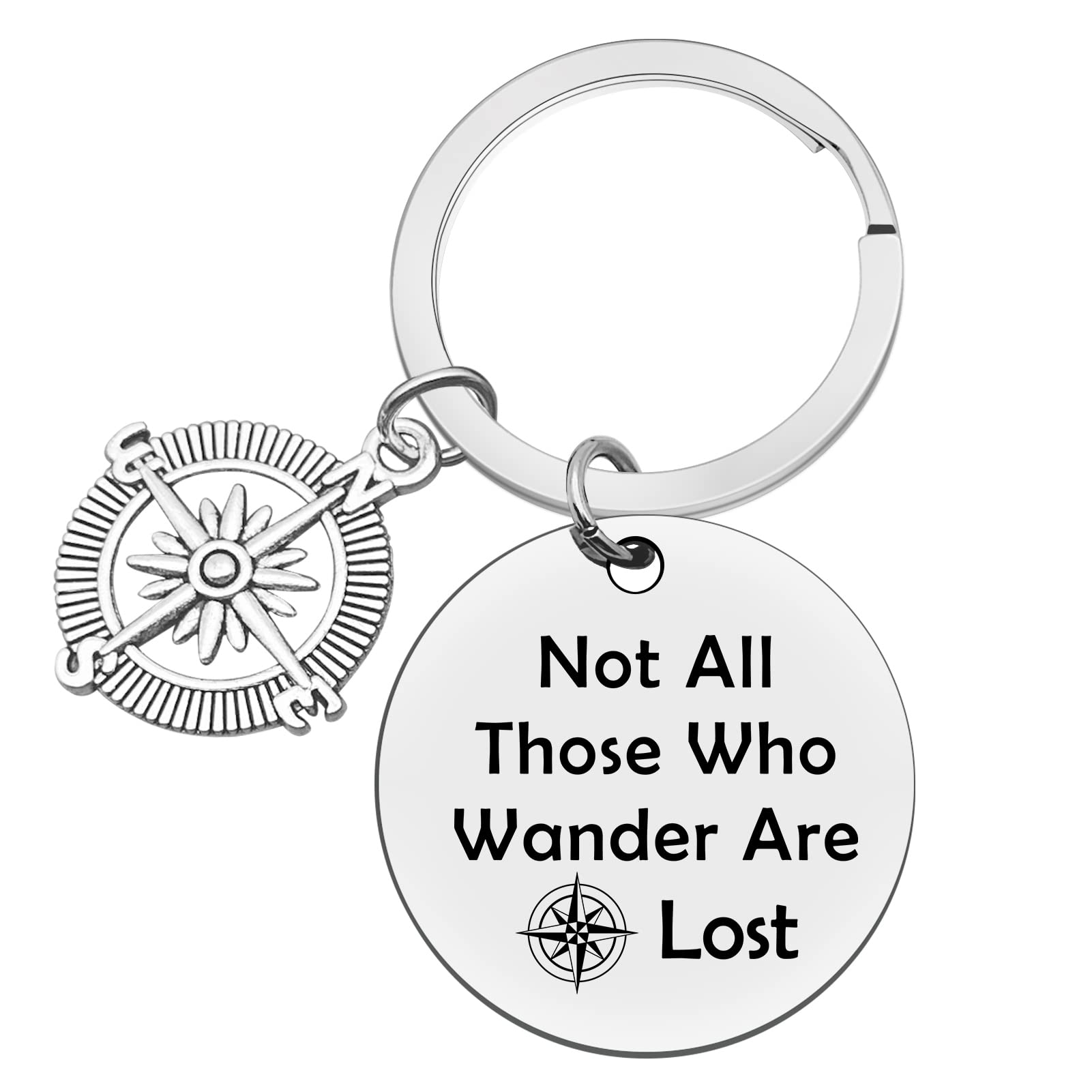 Not All Those Who Wander are Lost Keychain Travel Gifts Keychain Camping Keychain Graduation Christmas Birthday Gifts Inspirational Gifts for Women Men Wanderer Traveler