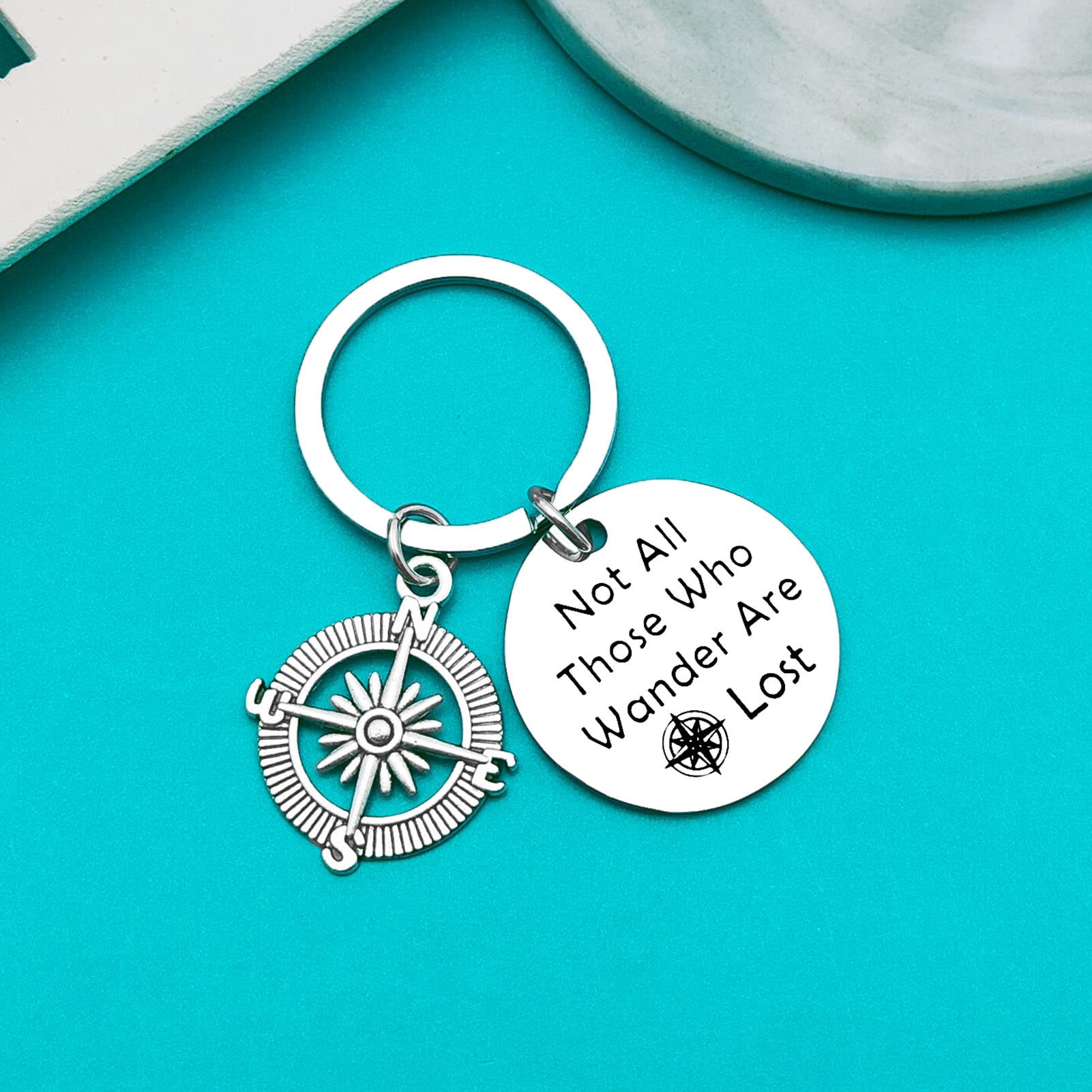 Not All Those Who Wander are Lost Keychain Travel Gifts Keychain Camping Keychain Graduation Christmas Birthday Gifts Inspirational Gifts for Women Men Wanderer Traveler