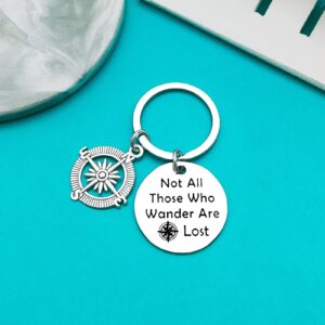 Not All Those Who Wander are Lost Keychain Travel Gifts Keychain Camping Keychain Graduation Christmas Birthday Gifts Inspirational Gifts for Women Men Wanderer Traveler