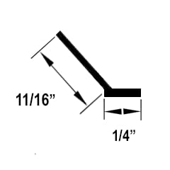 Gordon Glass® Clear Vinyl Angled L-Seal with Pre-Applied Self-Adhesive Backing for Frameless Shower Doors - 73" Long