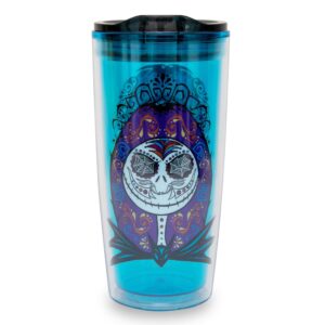 disney nightmare before christmas sugar skulls plastic travel tumbler with lid