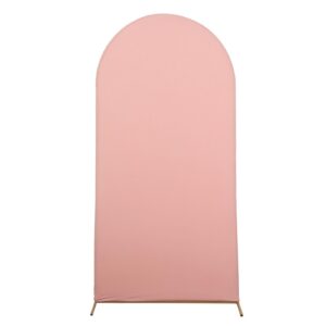 Efavormart 7ft Dusty Rose Spandex Fit Round Top Backdrop Frame Stand Cover, 2-Sided Wedding Arch Cover