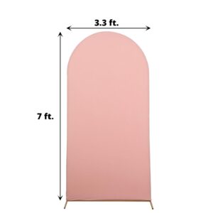 Efavormart 7ft Dusty Rose Spandex Fit Round Top Backdrop Frame Stand Cover, 2-Sided Wedding Arch Cover