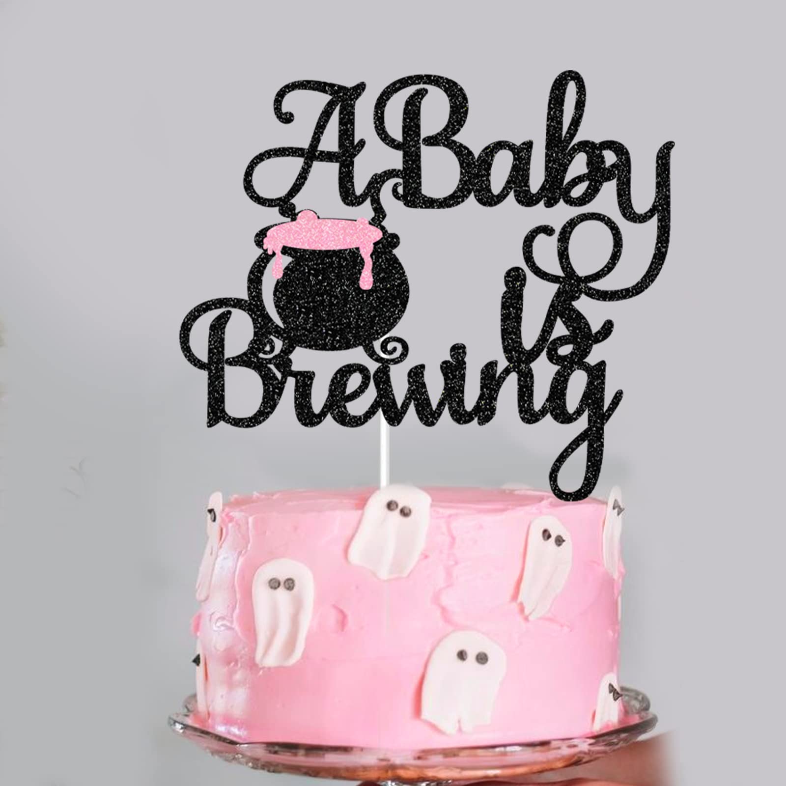 Halloween Baby Shower Party Decorations Girl Pink and Black Glitter A Baby Is Brewing Banner A Baby is Brewing Baby Shower Decorations Baby Brewing Halloween Shower Decorations