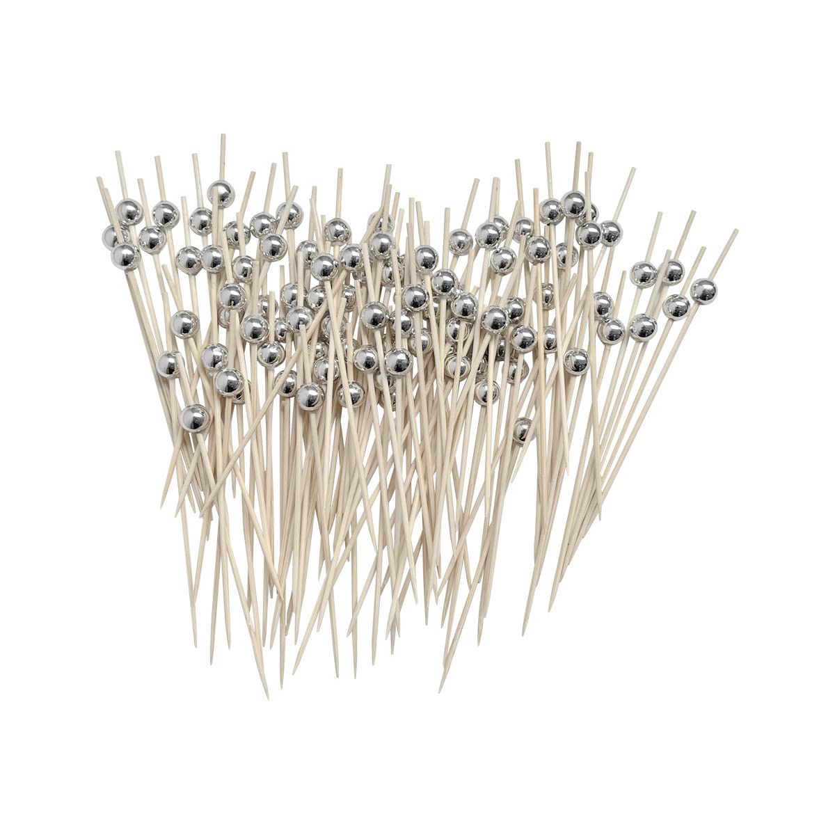 100PCS Fancy Cocktail Toothpicks Cocktail Picks，Cocktail Skewers Olives Appetizers for Wedding Party Toothpicks (Silver)