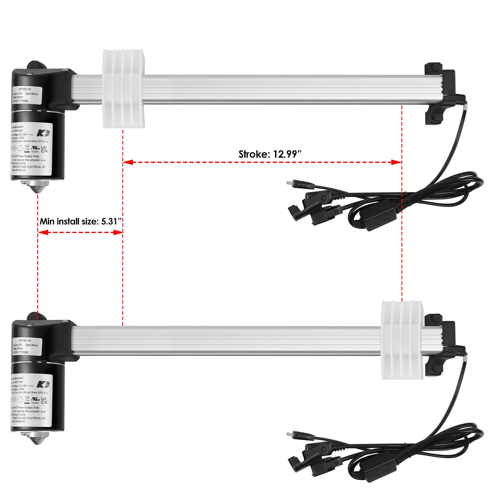 MineCtrl Kaidi Linear Actuator Model KDPT007-100 Lift Chairs Power Recliner Motor Replacement Parts