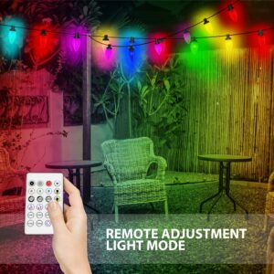 C7 Smart Christmas Lights, 32.8Ft LED Smart Outdoor String Lights, Smart Christmas Tree Lights, 50 Dimmable LED Bulbs with Remote&App, Music Sync&Timer Control, Waterproof for Christmas Decor