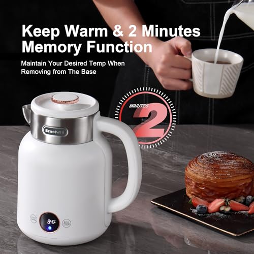 DmofwHi 5-Presets Electric Kettle Temperature Control With LED Display, Hot Water Kettle Electric of 304 Stainless Steel, Keep Warm, Fast Heating Electric Tea Kettle 1.5L(White)