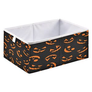 Kigai Halloween Pumpkin Face Cube Storage Bins - 11x11x11 In Large Foldable Storage Basket Fabric Storage Baskes Organizer for Toys, Books, Shelves, Closet, Home Decor