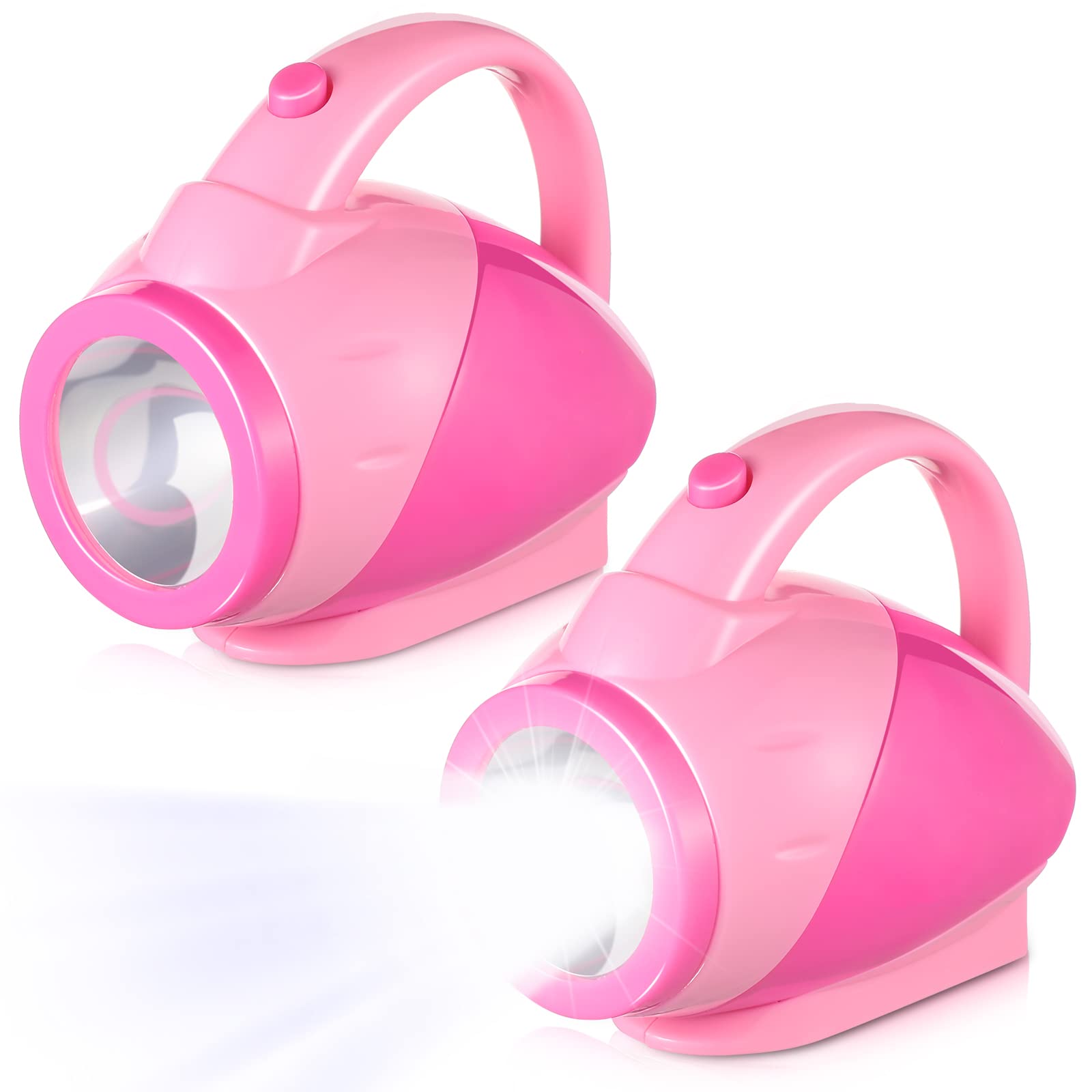 Nosiny 2 Pieces Kids Flashlights for Toddlers Pink Girls Plastic Flashlights with Easy Grip Handle Toddlers Camping Essentials for Kids Boys Girls Gifts