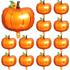 12 pcs pumpkin balloons thanksgiving foil pumpkin balloons foil fall balloon large thanksgiving balloons decoration for baby shower birthday autumn harvest thanksgiving party supplies