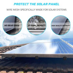 MEFBANT Solar Panel Bird/Critter Guard with 70 Aluminum Fasteners Clips.6 Inches x 100 Feet Solar Panel Protection Device Roof Protection Net ， PVC Coated Galvanized Steel Coil，