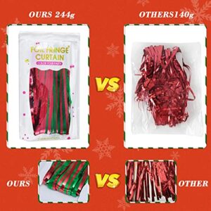 LYUBASA 3 Pack Christmas Party Decorations, Red and Green Tinsel Foil Fringe Curtains,Ugly Sweater theme Photo Booth Prop Streamer Backdrop decor Indoor outdoor Party Supplies for Happy New Year party