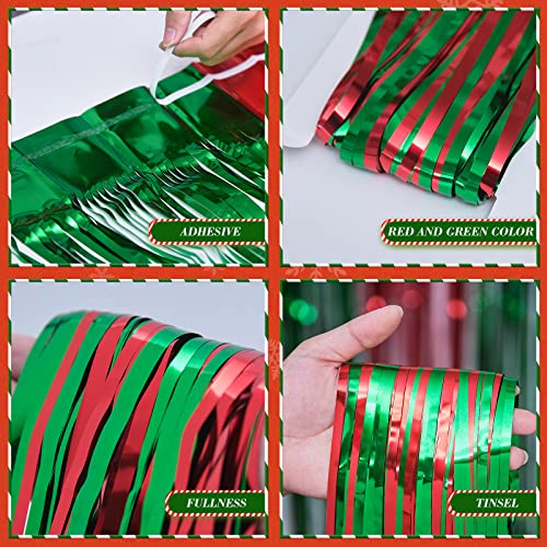 LYUBASA 3 Pack Christmas Party Decorations, Red and Green Tinsel Foil Fringe Curtains,Ugly Sweater theme Photo Booth Prop Streamer Backdrop decor Indoor outdoor Party Supplies for Happy New Year party