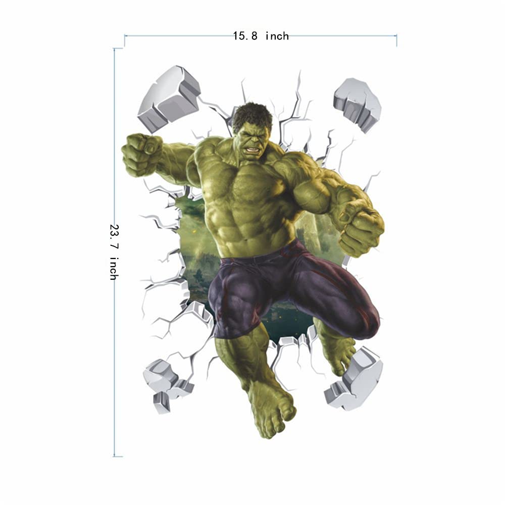 AOLIGL Avengers Hulk Wall Stickers DIY Violent Muscle Monster Hulk Giant Wall Decal Children's Cartoon Bedroom Background Wall Decoration Self-Adhesive Wall Sticker (Size 17.7 * 23.7 inch)